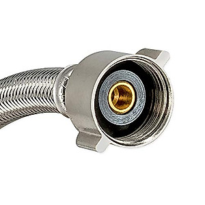 Eastman 12 Inch Flexible Toilet Connector, Stainless Steel Braided Hose with 7/8 Inch Ballcock Nuts, 3/8 Inch Compression, 48088