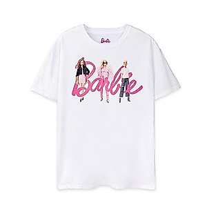 Barbie Women's Pink Logo T-Shirt | Iconic Brand | Fashionable Character Design | Comfortable Fit Movie Merchandise Gift - Medium