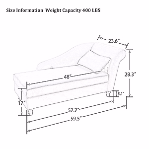 Modern Storage Chaise Lounge Indoor Fabric Chaise Lounges Chair Sleeper Lounge Sofa Recliner Chair for Bedroom Office Living RoomSmall Apartment SEAT Size 48Lx 24 Wx 17 Hinch Right Arm Beige