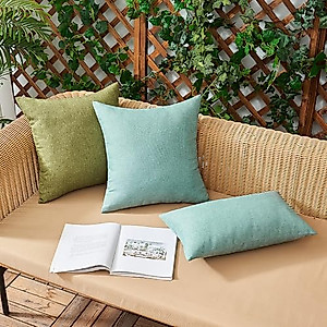 Woaboy Set of 2 Outdoor Waterproof Throw Pillow Covers Decorative Farmhouse Solid Cushion Cases for Spring Bed Sofa Couch Car Living Room Teal 16x16 inch