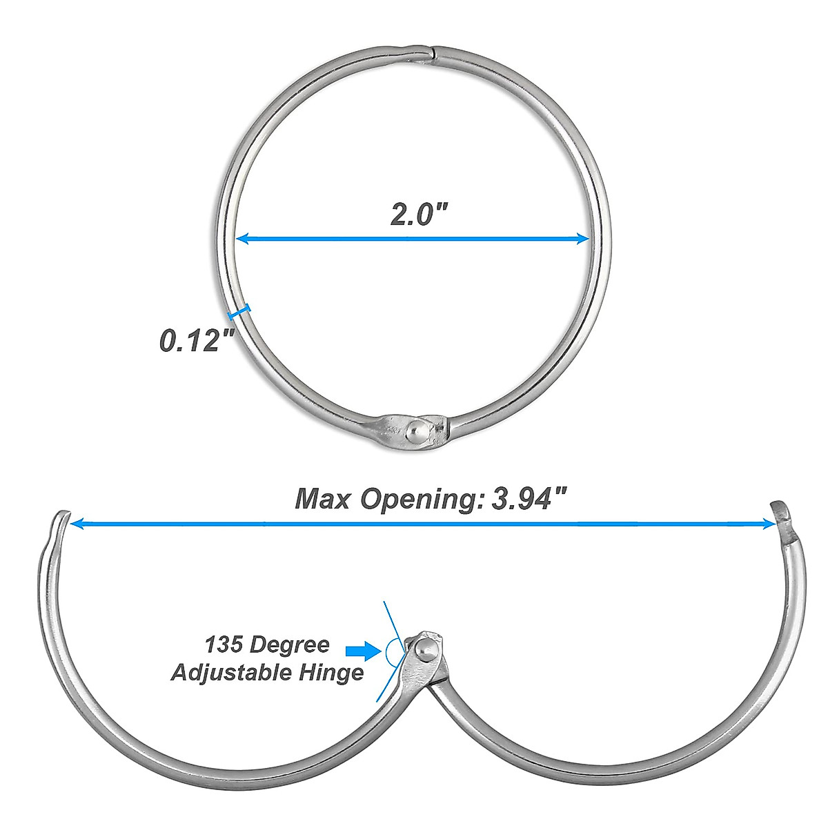 24 Pack Shower Curtain Rings, Rustproof Decorative Shower Curtain Hooks Metal Round Shower Ring Hooks for Bathroom Shower Rod (Stainless Steel)