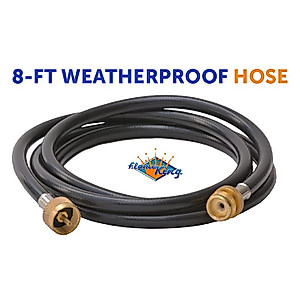Flame King AL193-8a 8-Ft Hose Adapter Extension to Connect Appliances to RV's Propane Supply, 1-LB Cylinders, or Distribution Tree, for Camping and RVing, Black