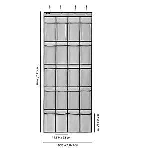 ANZORG Over Door Hanging Water Bottle Holder Cup Organizer for Kitchen Pantry Glass Bottle Storage Rack with 20 Pockets (CLEAR PVC POCKETS)