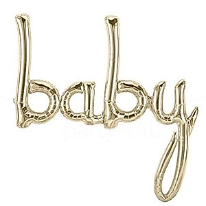 Besttt-Seller 46 Inch White Gold Baby Script Balloon banner baby shower decoration foil balloons