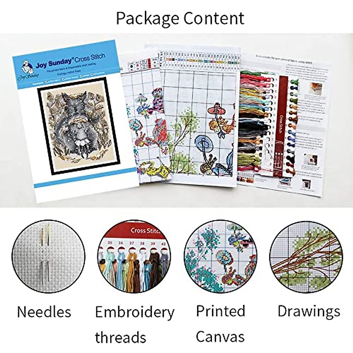 Joy Sunday 11CT Stamped Cross Stitch Kits Cross-Stitch DIY Hand Needlework Kit Needlepoint Kits for Adults King of Foxes 26cmx39cm