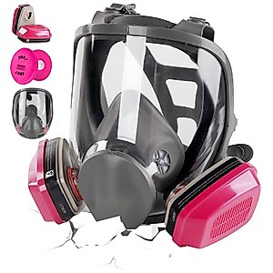 Full Face Respirator Gas Mask: 6800 Reusable Respirator Mask with Filters 60921 & 2097 - Dust Mask Anti Fog Against Organic Vapor Fumes Gases for Spray Paint Chemicals Epoxy Resin Welding Sanding