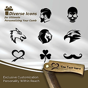 Personalized Wooden Beard Comb for Men, Custom Folding Pocket Comb for Moustache Beard & Hair Sandalwood Combs