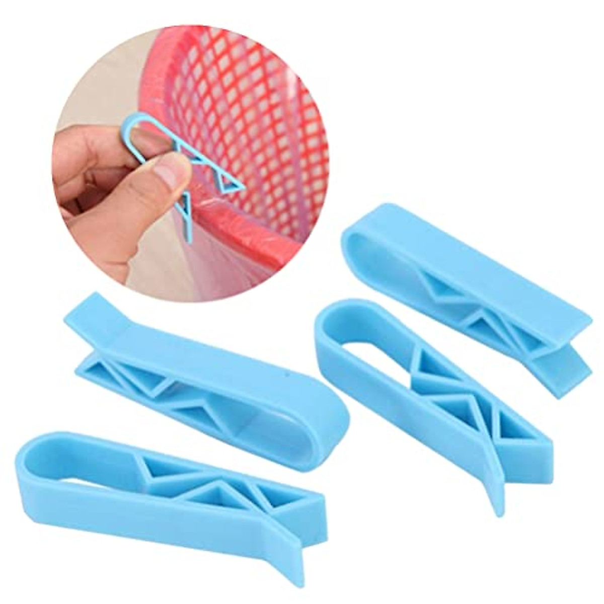 Cabilock 20pcs Trash Bag Clip Simple Pratical Fixed Waste Bin Bag Holder Rubbish Clip Garbage Can Clamp Holder (Blue)