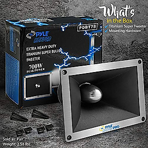 Pyle 2 Inch Car Speaker Tweeter - Heavy Duty 700 Watt High Power Super Titanium Audio Tweeter System w/ Die Cast Aluminum Frame, 2kHz-25 kHz Frequency, 112 dB, 4-8 Ohm, Crossover Capacitor PDBT78