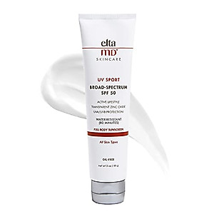 EltaMD UV Sport Broad Spectrum SPF 50 Sunscreen Sport Lotion, Body Sunscreen With UVA and UVB Protection, Water Resistant Up To 80 Minutes, Non-Greasy, Oil Free Formula With Zinc Oxide, 3 Oz Tube