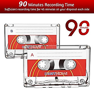 Blank Dictating Audio Cassette Tapes, Low Noise High Output - 90 Minute Recording Time for Lectures, Study, Music, Everyday Voice Recording (Pack of 5)