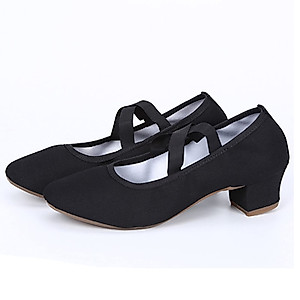 Clog Pumps for Women 2023 New Soft Sole Solid Color Cloth Crossbinding Dance Shoes Latin Dance Shoes (Black, 6.5)