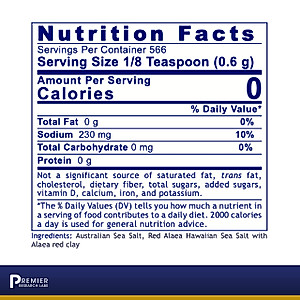 Premier Research Labs Premier Pink Salt - Unrefined Sea Salts with Hawaiian Volcanic Clay - Daily Cooking Salt - Australian Sea Salt & Pink Alaea Hawaiian Sea Salt - No Anti-Clumping Agents - 12 oz