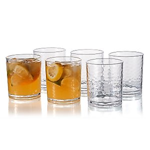 KX-WARE 14-ounce Acrylic Glasses Plastic Tumbler, set of 6 Clear - Hammered Style, Dishwasher Safe, BPA Free