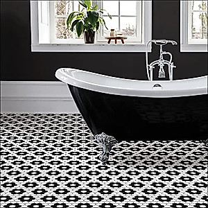 FloorPops FP3931 Biscotto Peel & Stick Floor Tiles, Black (Pack of 2)