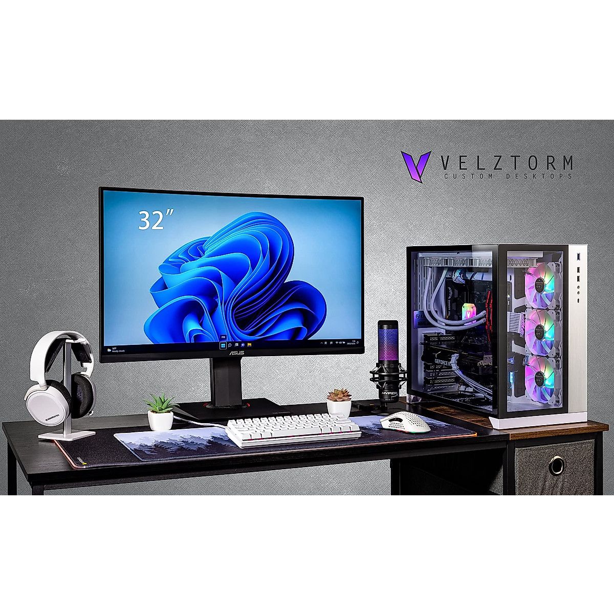 Velztorm Lux Lyte Custom Built Gaming Desktop PC (AMD Ryzen 9-5900X 12-Core, GeForce RTX 4090 24GB, 16GB RAM, 1TB PCIe SSD + 1TB HDD (3.5), Wifi, USB 3.2, HDMI, Bluetooth, Display Port, Win 10 Home)