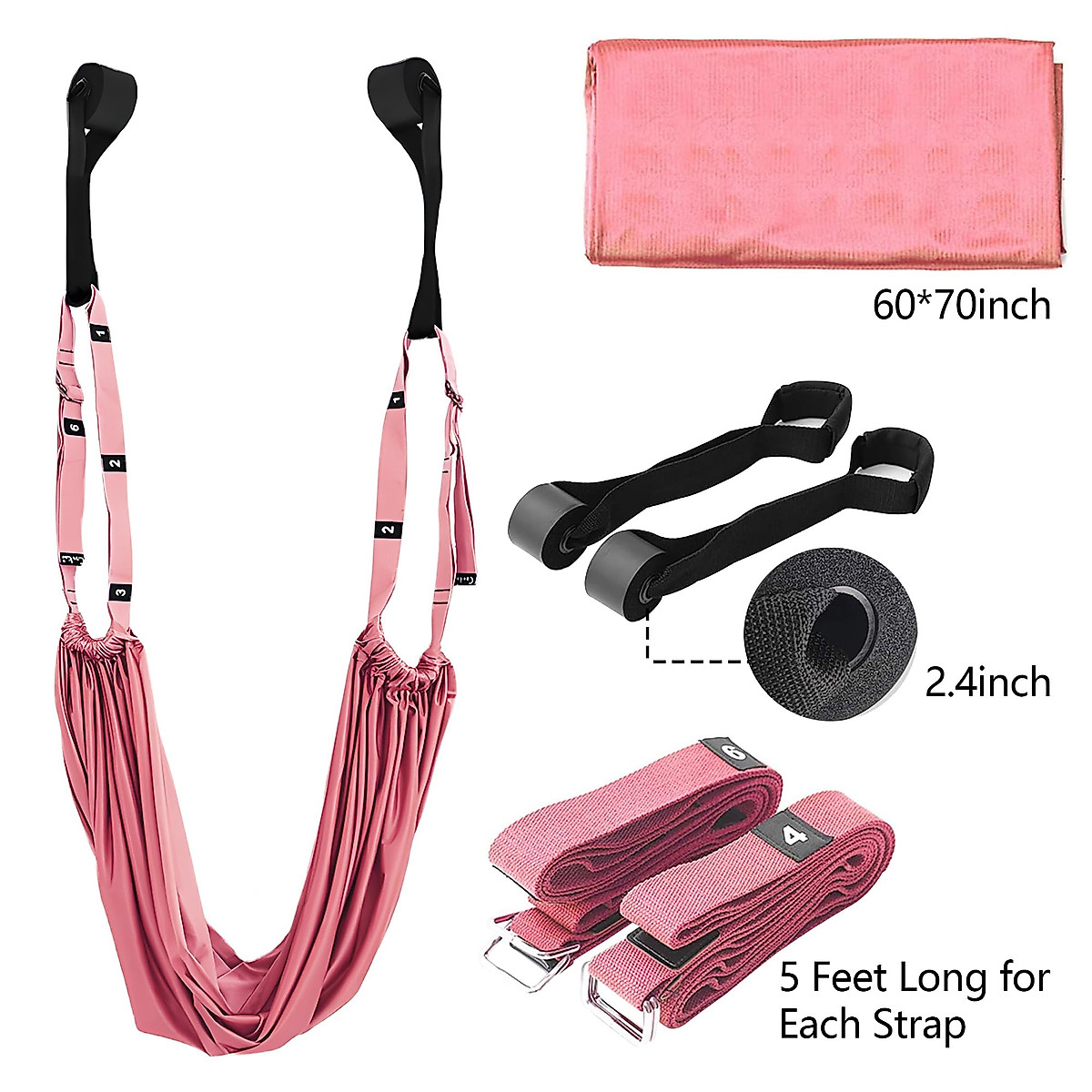 Yoga Stretching Strap, Leg stretcher Backbend Assist Trainer Enhance Body Flexibility Stretch Strap with Aerial Yoga Swing Great for Ballet Yoga Cheerleading Normal Exercise Stretching (Pink)