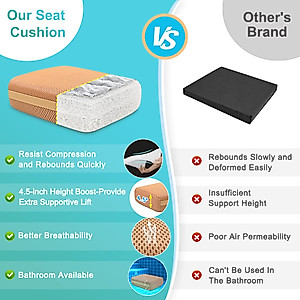 Zelen Extra Thick Chair Cushion 4.5” Booster Seat Cushion for Elderly Adult Thick Firm Chair Cushion Easy Rise Extra Thick Lift Cushion for Chair, Couch, Home, Patio, Office Seats (Khaki)