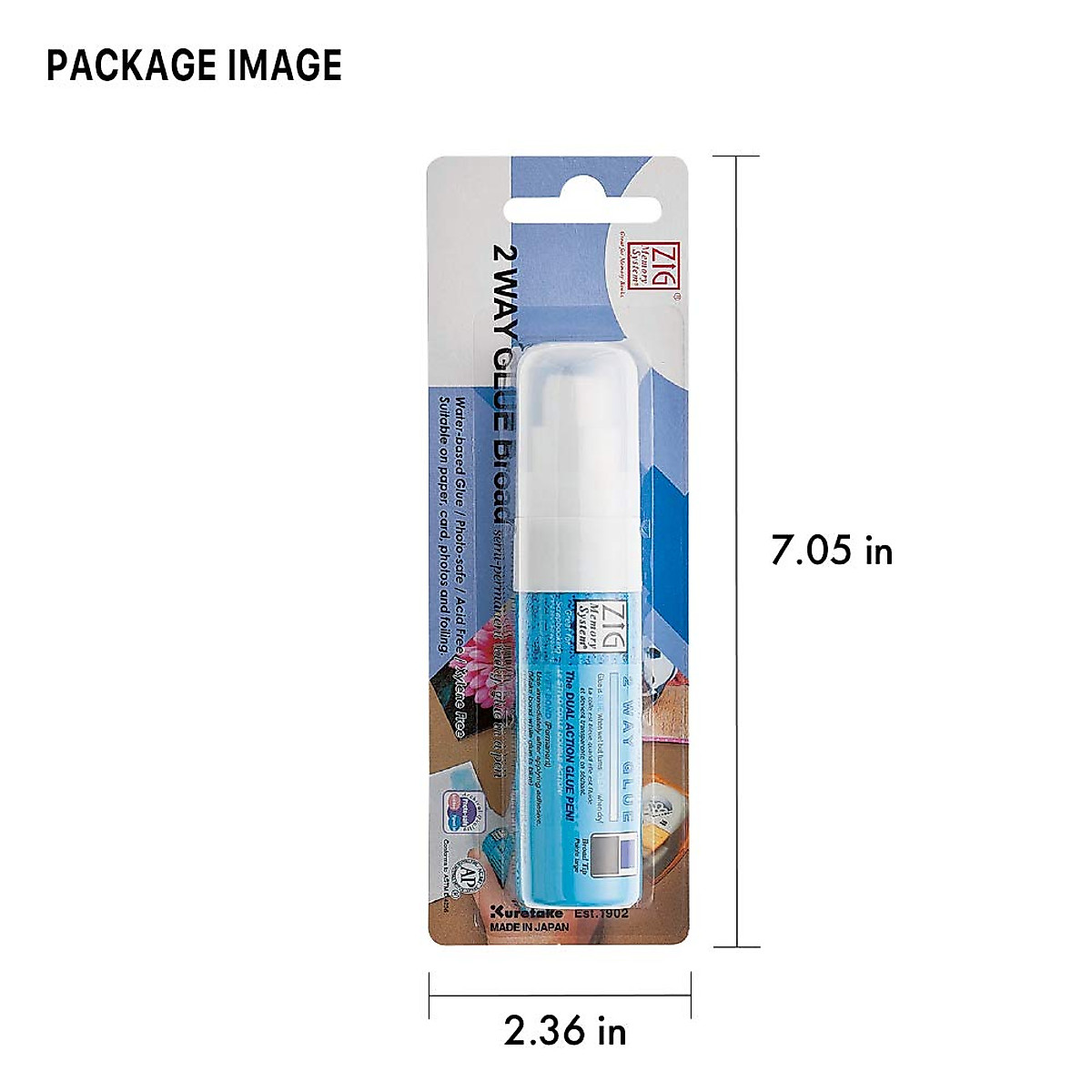 Zig Kuretake 2 Way Glue Stick Pen, Board Tip,15mm Tip, AP-Certified, Made in Japan