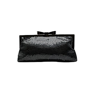 La Regale Women's Quilted Chainmail Clutch Black