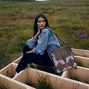 Myra Bag Western Leather Shoulder Bag for Women - Upcycled Canvas Crossbody Bag Maya Sky