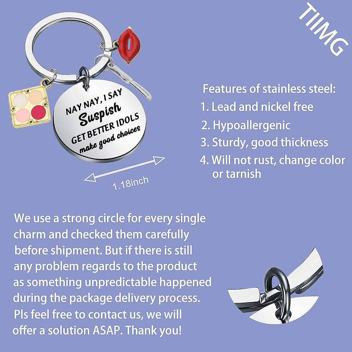 TIIMG Bailey Merch Nay Nay I Say Suspish Get Better Idols Make Good Choices Keychain for True Crime Show Lover (NAY NAY)