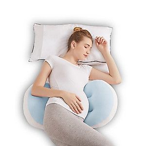 WYXunPlanet Soft Maternity Pillow | U-Shaped Design | Detachable Extension | Full Body Comfort & Pregnancy Relief (Blue)