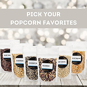 Custom Movie Popcorn Gift Set – Pick Your Set of 4 | Variety Popcorn Kernel Gift Set | Non-GMO Snacks & Gluten Free Popcorn + Accessories with Ready Black Gift Box by Dell Cove Spices and More