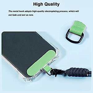 8 Pack Phone Tether Tabs, 8 Colors Universal Cell Phone Lanyard Fabric Canvas Patch Pad Sticker Anti-Lost Attachment Hanging Metal Ring Replacement for Smartphone Mobile Safety Wrist Neck Strap