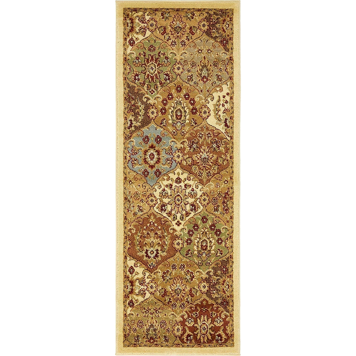 Unique Loom Voyage Collection Traditional Oriental Classic Intricate Medallion Design Area Rug, Runner 2' 2" x 6' 0", Ivory/Brown