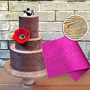 AK ART KITCHENWARE Woodgrain Fondant Impression Mat Silicone Cake Lace Mold Cake Texture Mat Pink BLM-23