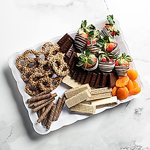 Plastic Serving Trays 9" X 13" Rectangle Serving Platters 4-Pack White Party Tray Durable Serving Platter - Disposable Serving Food Tray - Rectangular Cake, Fruit, Cookie Tray - Posh Setting