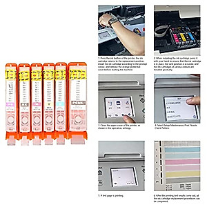 Walfront 6Pcs Ink Cartridge Printer Ink Cartridge Inkjet Cartridge Accessory Set Kit for PIXMA TR7540 TR8540 TS6140 TS8140 TS9140