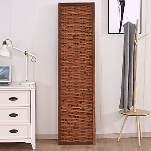 Corelax Room Divider Privacy Screen with Natural Bamboo,4-Panel 5-Panel 6-Panel Folding Privacy Screens,Freestanding Room Divider