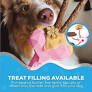 House of Puppies Dog Toys for Aggressive Chewers with Durable Natural Rubber - for Teething and Dental Care (Medium, Pink)