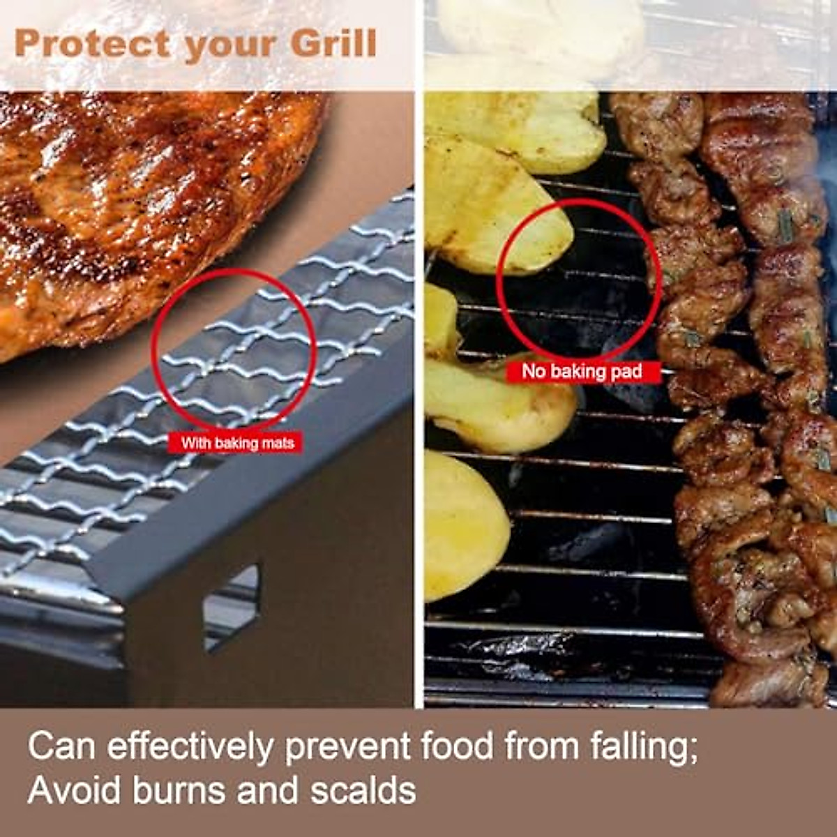 lamphle Grill Matt for Outdoor Grill, 3Pcs Grill Mat 12x10 Inch Fine Hole Even-Heat Non-stick BBQ Mat for under BBQ, Easy to Clean Reusable Grill Mats for Outdoor Grill 3pcs