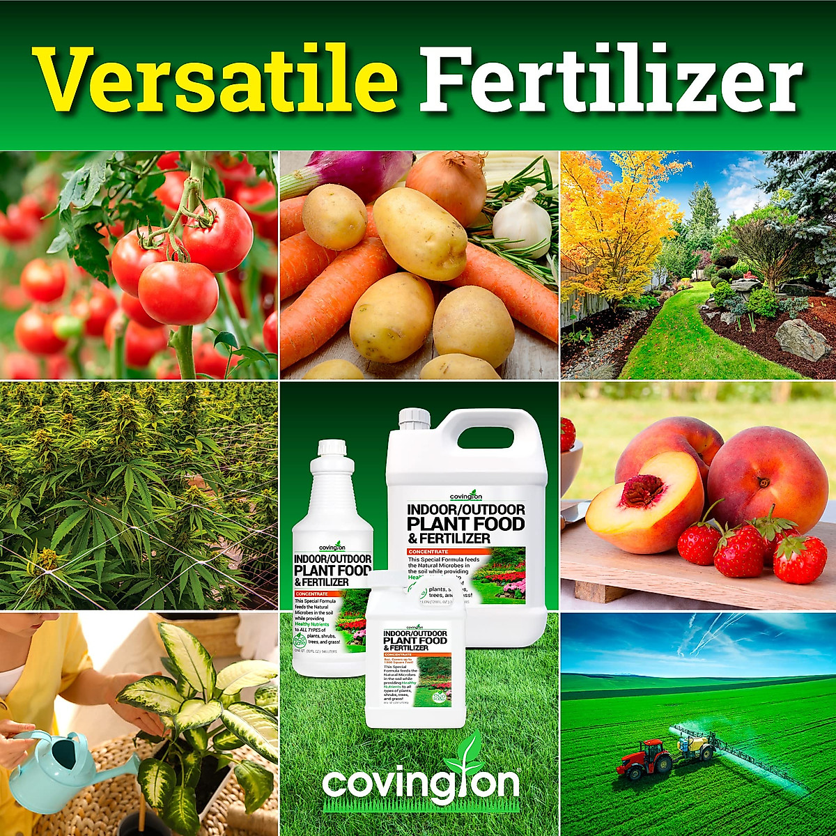 Plant Food & Fertilizer Liquid Concentrate – 8 Oz. Organic Liquid Fertilizer for Vegetables, Fruits, Flowers, and Trees – Year-Round Indoor or Outdoor Organic Plant Fertilizer by Covington Naturals