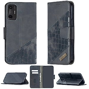 jioeuinly Vortex ZG65 Case Compatible with Vortex ZG65 Phone Case Cover Flip Stand Cover Stitching Style Wallet Case BF04 Black