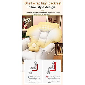 Fabric Office Chair Ergonomic Computer Chair Lumbar Support with Foot Rest Adjustable High Back Gamer Chair for Work or Gamer at Home(50x50x55cm(19x19x21in), White)