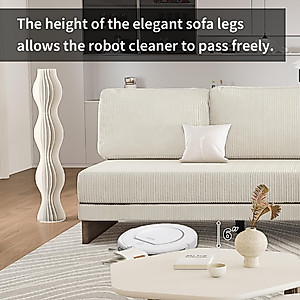 P PURLOVE L-Shaped Sectional Sofa with 2 USB Ports and 2 Power Sockets, Corduroy Couch with a Storage Drawer and a Reversible Chaise Lounge for Living Room (Beige)