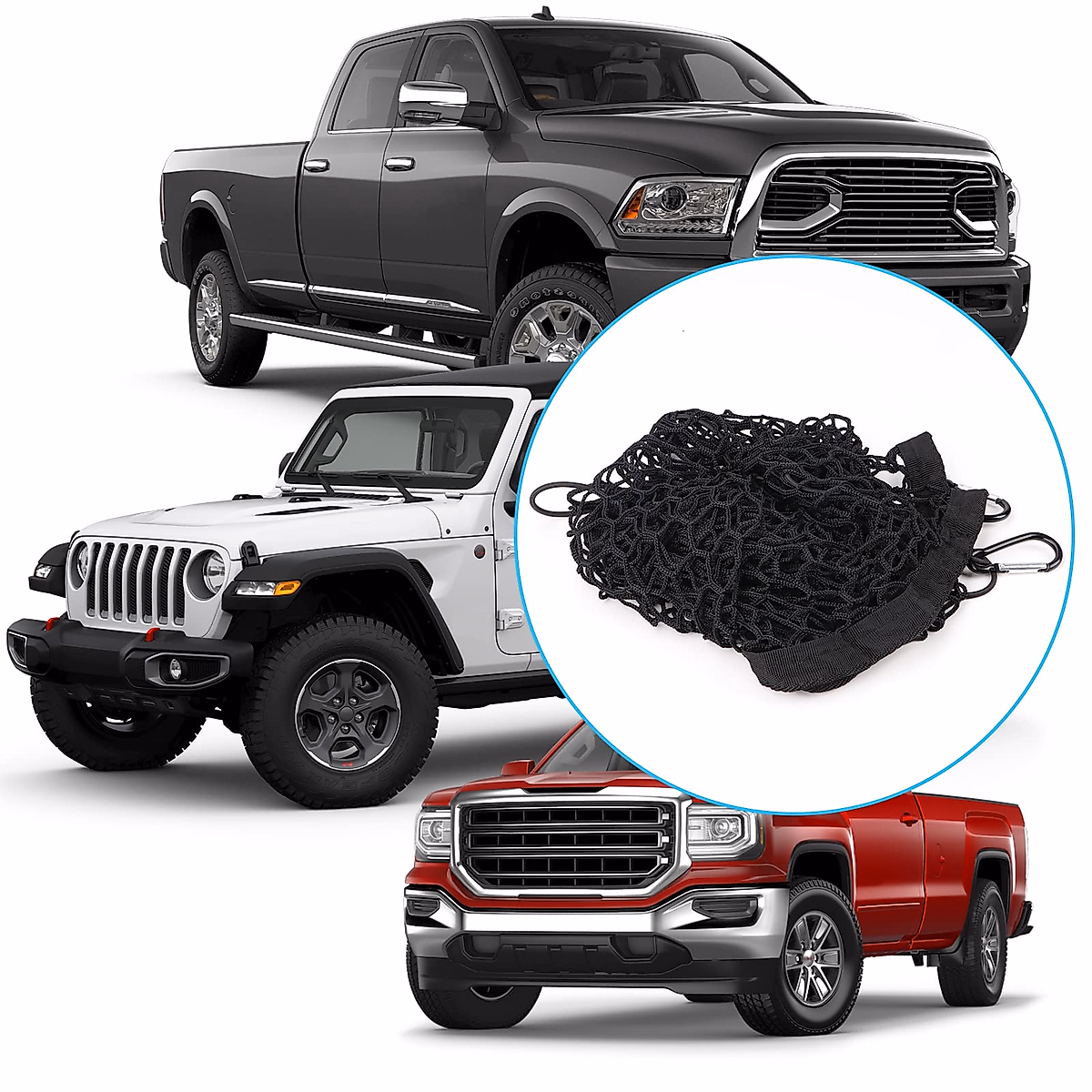 KARCOCA Truck Bed Cargo Net for Trunk Storage，Mesh Storage Cargo Trunk Organize Grocery Holder，Cargo Net for Pickup Truck Bed Automotive Cargo Nets