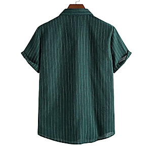 SOLY HUX Men's Short Sleeve Button Down Shirts Casual Dress Going Out Camp Tops Dark Green M