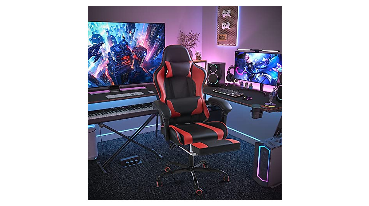 Shahoo Gaming Chair with Footrest & Massage Support | Ergonomic ...