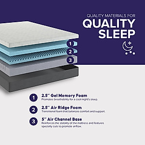 Blissful Nights - Queen Mattress - Medium Firm 10" Cool Gel Memory Foam with Patented Edge Support and Cooling Air Grid - CertiPUR-US Certified Foams