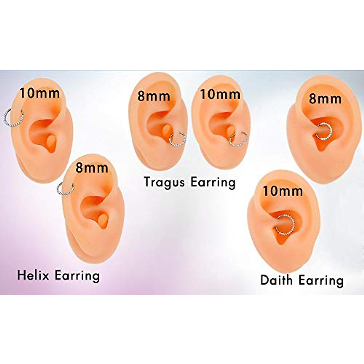 OUFER Titanium Daith Earring Hoop Solid G23 Cartilage Tragus Helix Rings 16G Titanium Septum Piercing Jewelry Hinged Segment Hoop With Clear CZ Paved