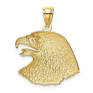 Solid 14k Yellow Gold Diamond-Cut Eagle Pendant Charm