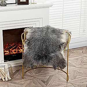 AbunHeri Reindeer Hide Rug 3 ft x 2 ft Deer Hide Rug Deer Rug Animal Skin Rugs for Bedroom Living Room Nursery Grey