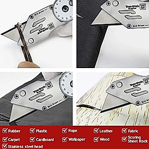 Folding Utility Knife Heavy Duty with Knife Maintenance Tool Holster Nylon Pouch Belt Clip Stainless Steel Box Cutter Knife Carry Case Utility Knife & Clip Roofing Knife One Year Manufacturer Warranty