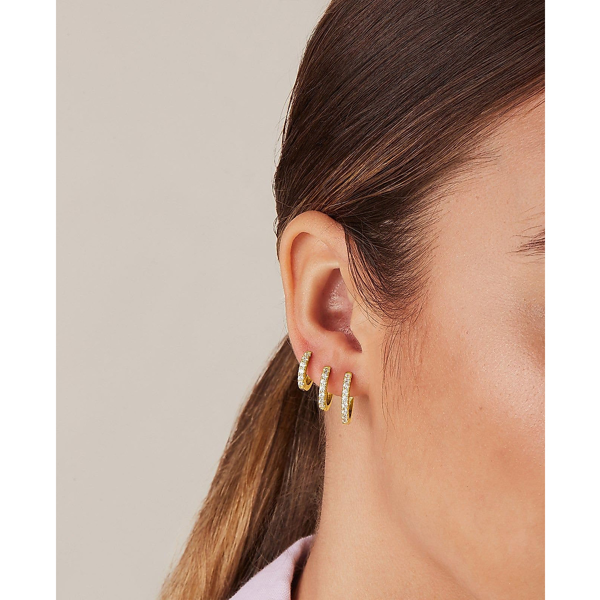 Cocadant Small Gold Hoop Earrings for Women,14K Real Gold Plated Huggie Hoop Earrings Hypoallergenic Tiny Cartilage Earring Sets for Multiple Piercing 8mm 10mm 12mm