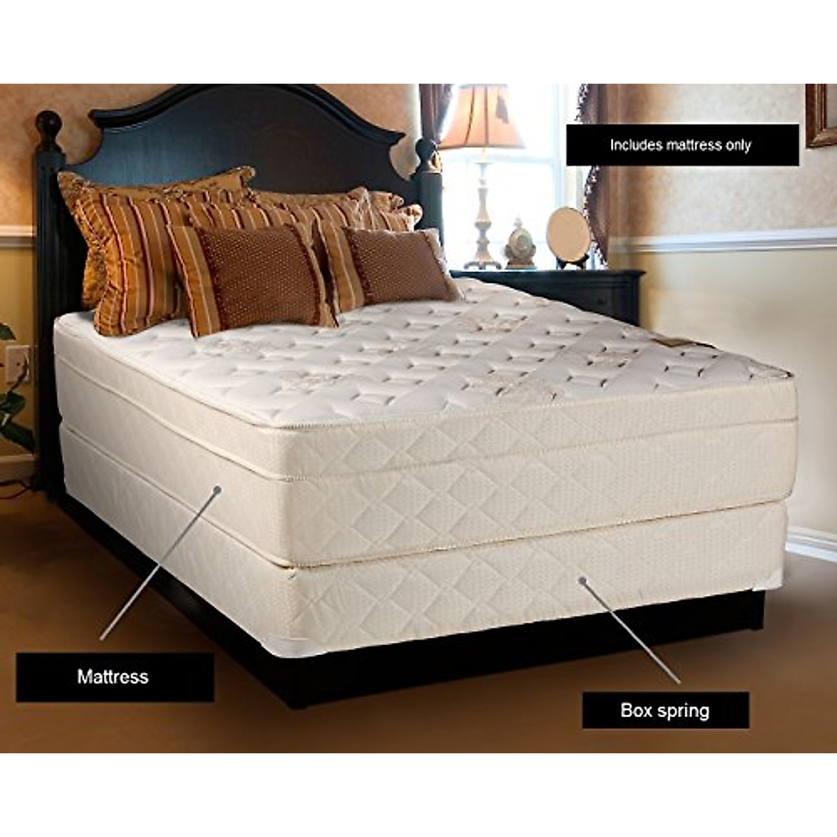 Beverly Hills Firm Foam Encased Eurotop (Pillow Top) Mattress Only (Queen 60"x80"x13") Sleep System with Enhance Support- Fully Assembled, Knit Cover, Orthopedic by Dream Solutions USA